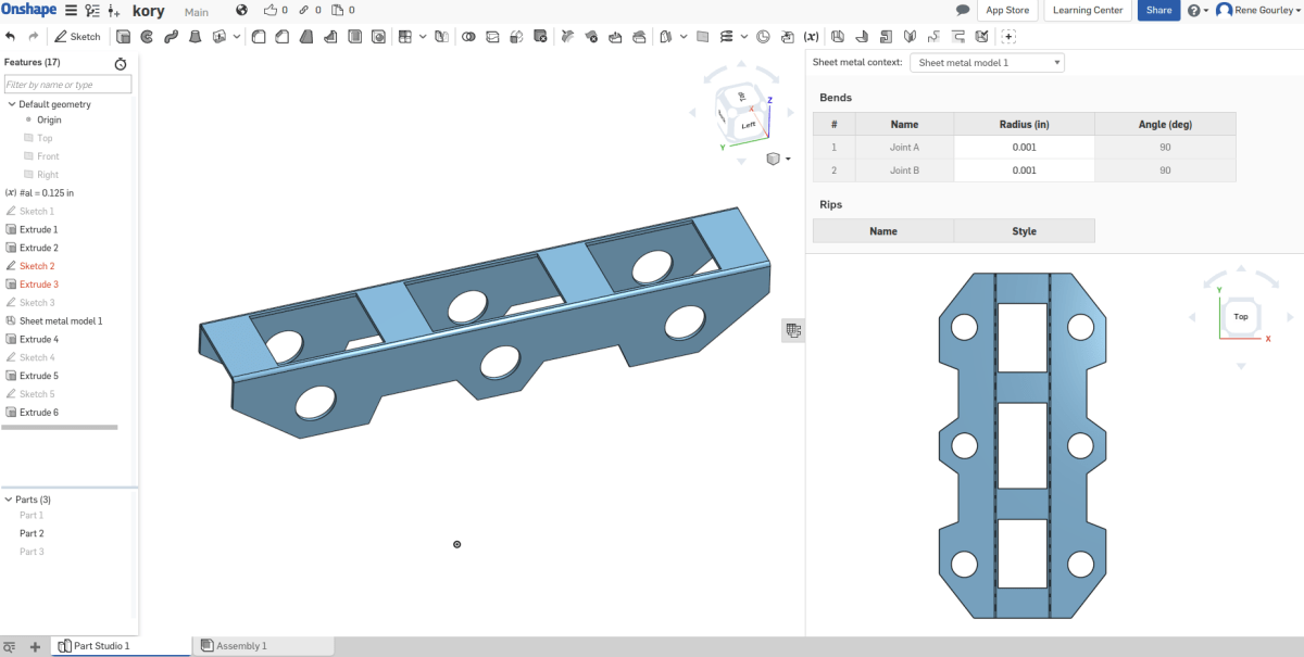 OnShape Sheet Metal Models – Pembroke:87